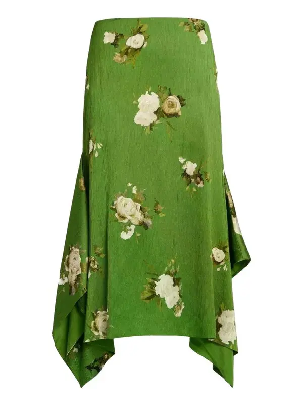 Erdem Floral-print Asymmetric Skirt - Green
