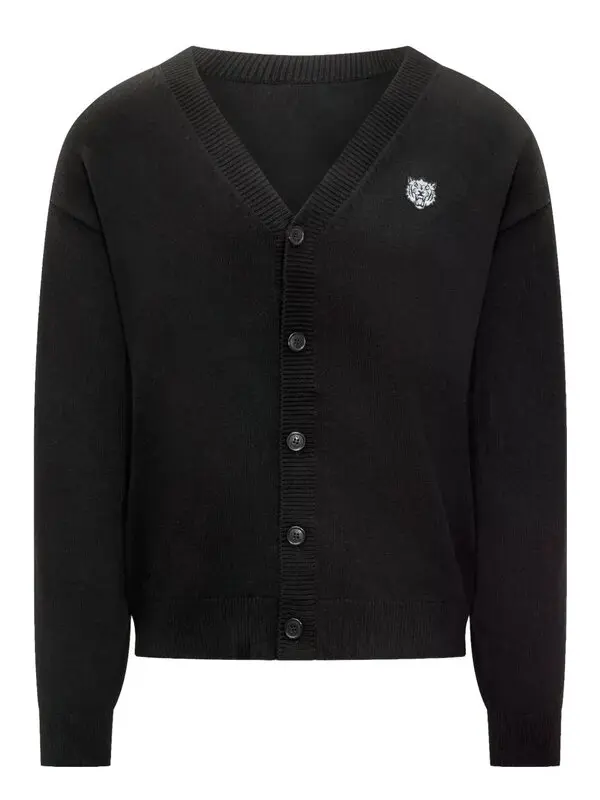 Kenzo Happy Tiger-embroidered Cardigan - Black