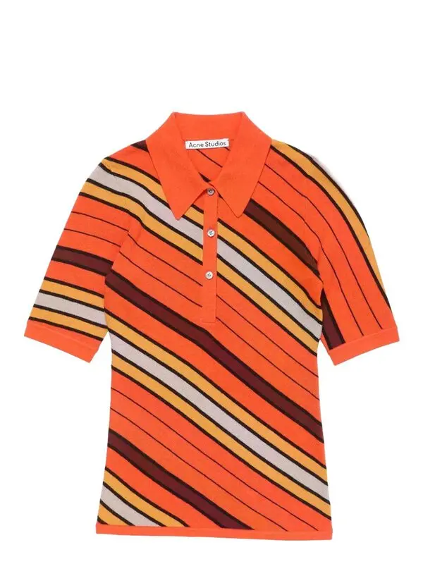 Acne Studios Striped Polo Shirt - Orange