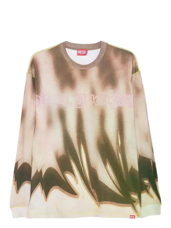 DIESEL® Abstract-print Long-sleeve T-shirt - Neutrals