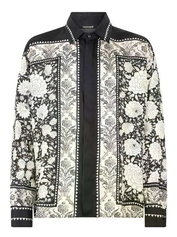 Roberto Cavalli Floral-print Silk Shirt - White