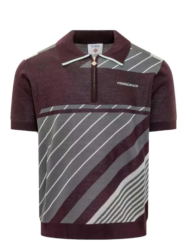 Casablanca Diagonal-stripe Polo Shirt - Red