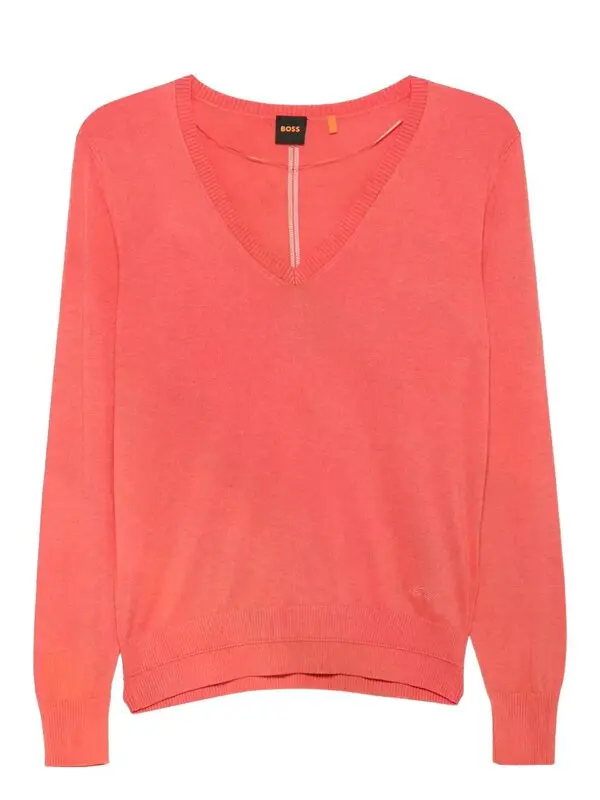 BOSS V-neck Long Sleeve Sweater - Pink