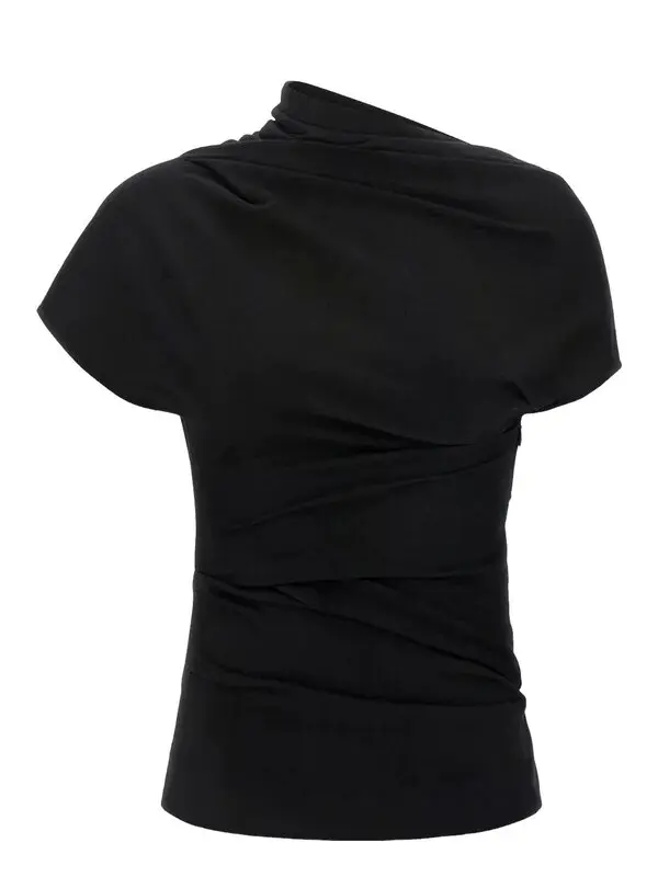 ENTIRE STUDIOS Draped Short-sleeve Top - Black