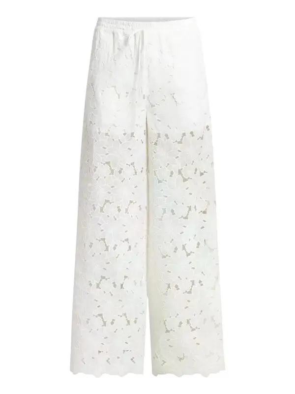 VASILIKI Floral Lace Trousers - White