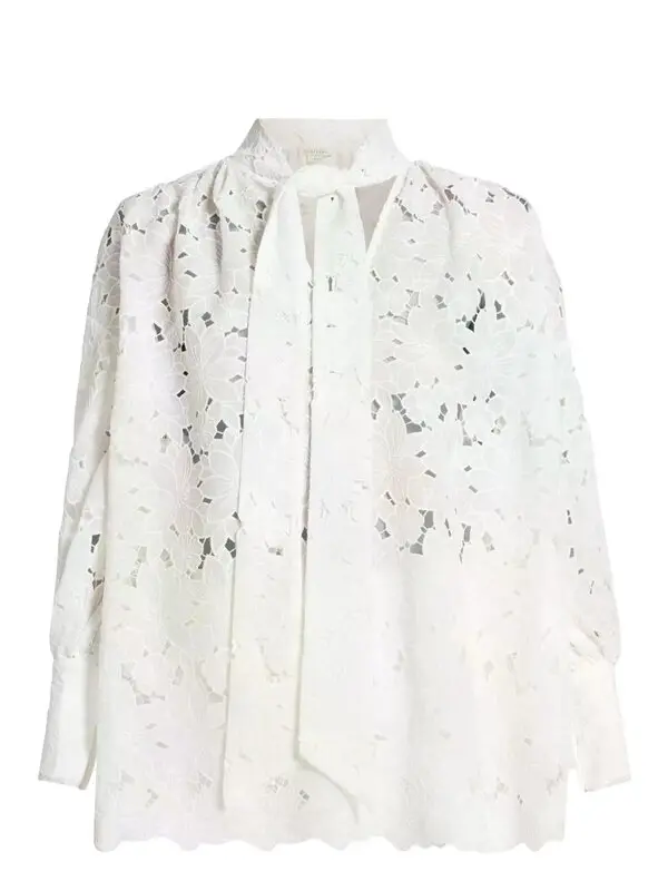 VASILIKI Floral-lace Blouse - White