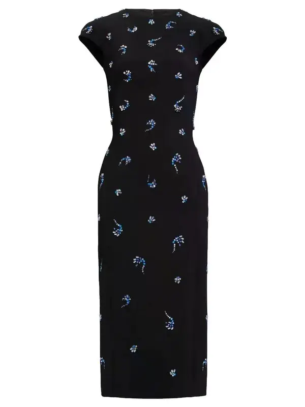 Jenny Packham Embellished Cap-sleeve Midi Dress - Blue