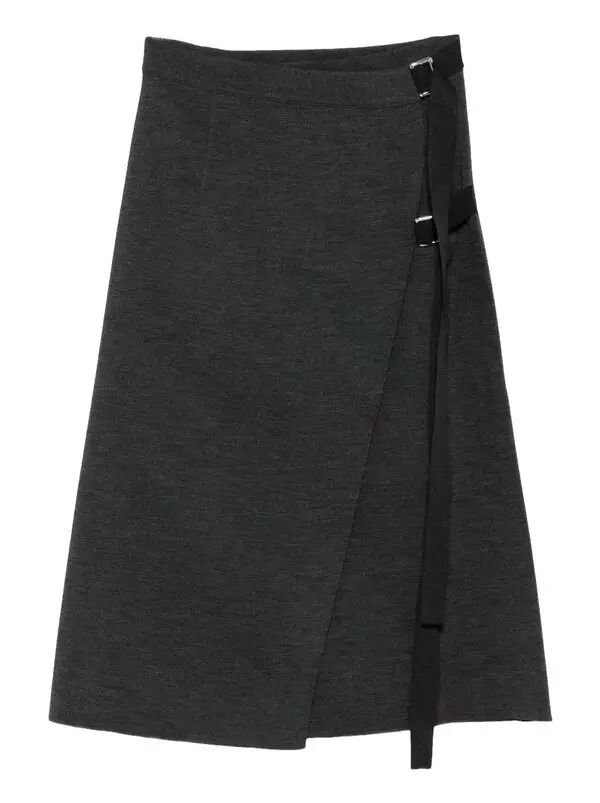 MRZ Buckle-fastening Wrap Midi Skirt - Grey