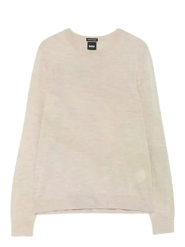 BOSS Crew-neck Virgin Wool Sweater - Neutrals