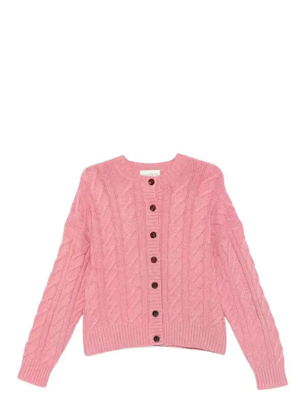 Eric Bompard Cable-knit Crew-neck Cardigan - Pink