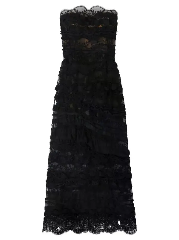 Ermanno Scervino Crystal-embellished Ruffled Midi Dress - Black