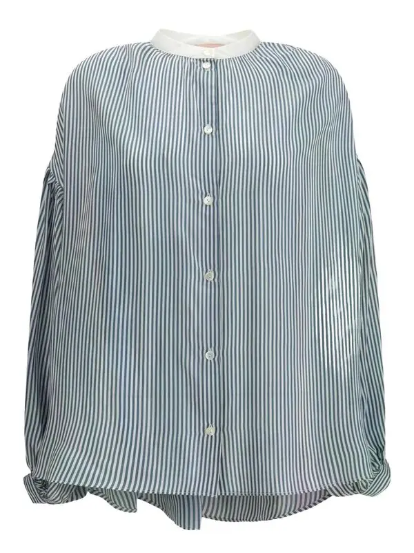KRISTINA TI Striped Balloon-sleeve Shirt - Blue