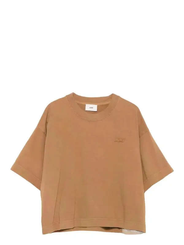 AUTRY Tonal Logo Cropped T-shirt - Brown