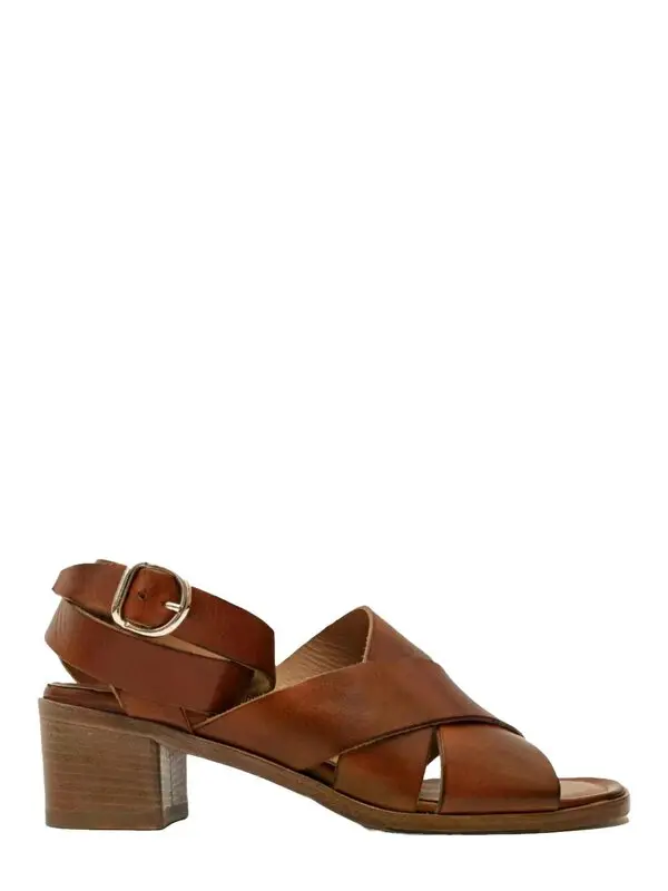 LA BOTTEGA DI LISA 55mm Crossover Leather Sandals - Brown