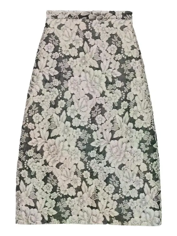 LUNATICA MILANO Floral-print Maxi A-line Skirt - Neutrals