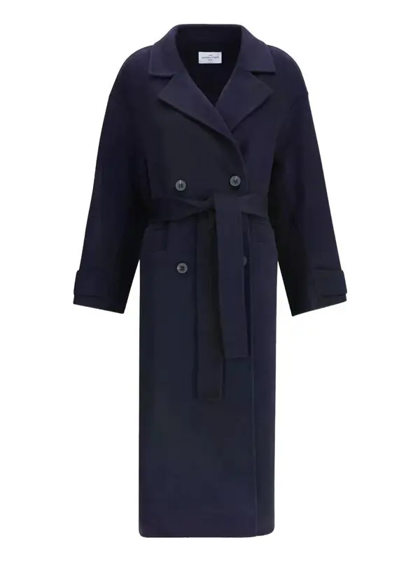 THE DYNAMIS STUDIO Belted Double-breasted Coat - Blue