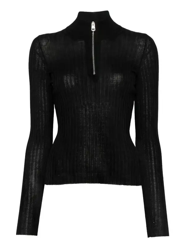 MRZ Zip-front Ribbed Sweater - Black