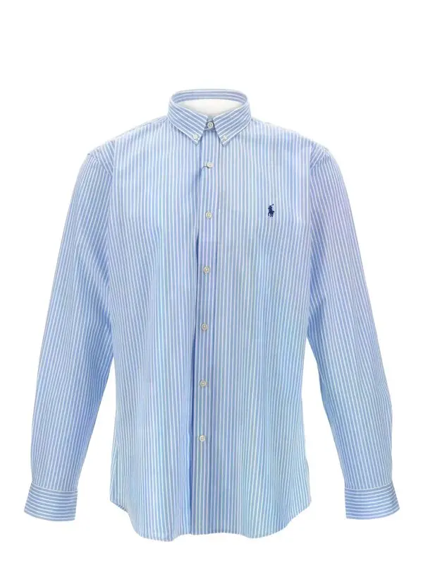 Polo Ralph Lauren Striped Embroidered-logo Shirt - Blue