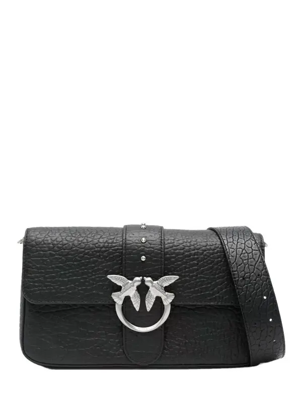 Pinko Textured Leather Shoulder Bag - Black