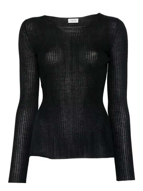 MRZ Ribbed Long-sleeve Wool Top - Black