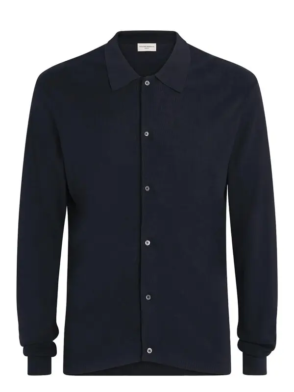Officine Générale Ribbed Collar Cardigan - Navy