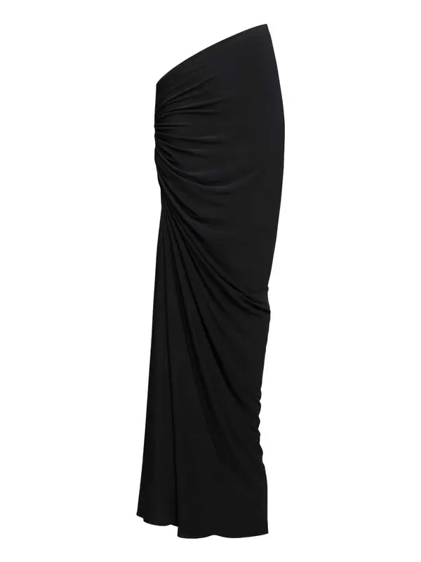 Alaïa Gathered Asymmetric Maxi Skirt - Black
