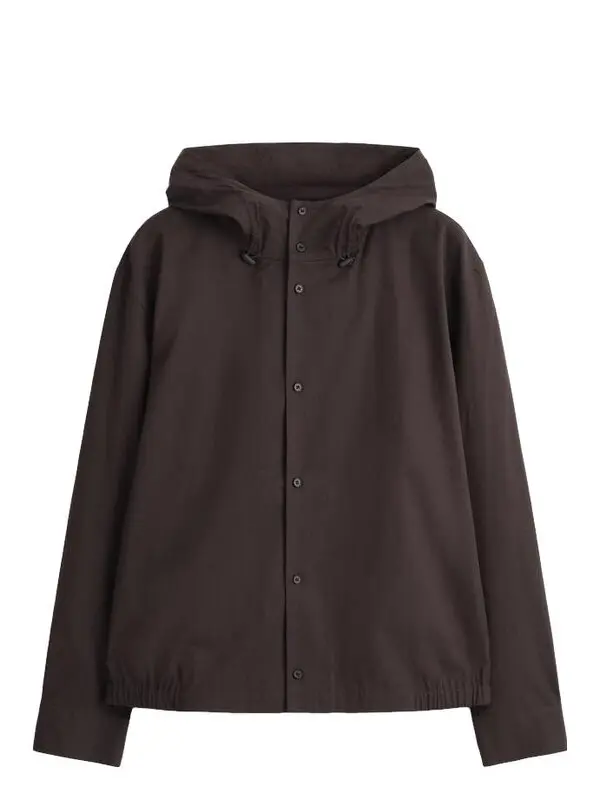 Cos Hooded Cotton Shirt - Brown