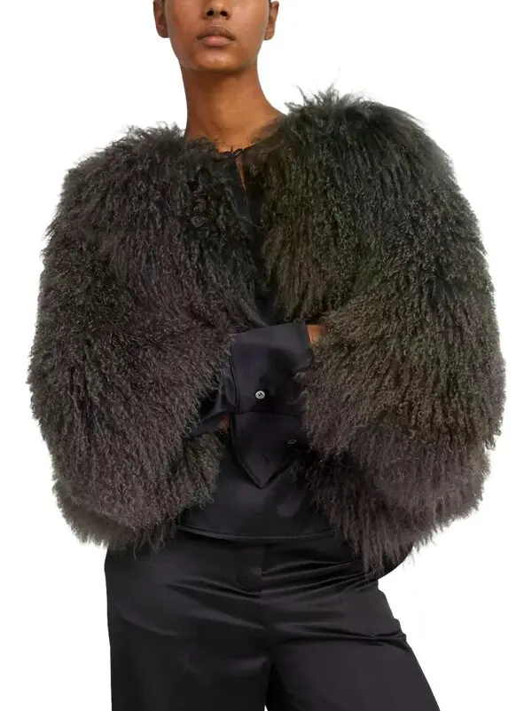 YVES SALOMON Short Shearling Jacket - Grey