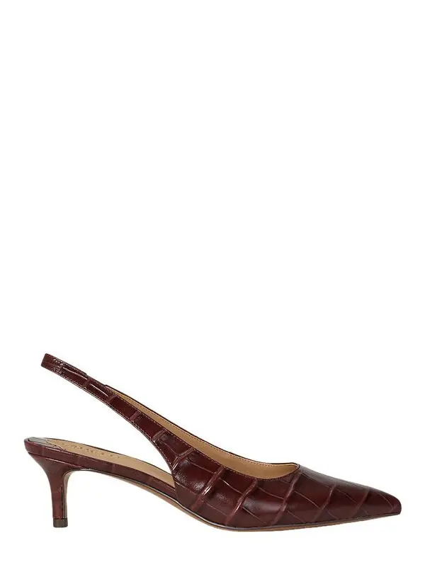 Ralph Lauren Lolah Ii Croc-embossed Slingback Pump - Dark Garnet