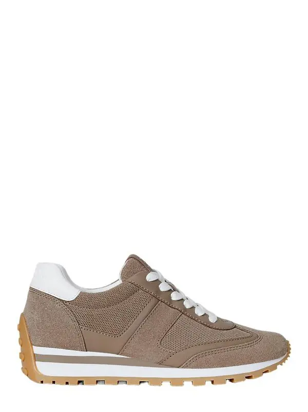 Ralph Lauren Dani Perforated Suede Sneakers - Taupe Brown/snow