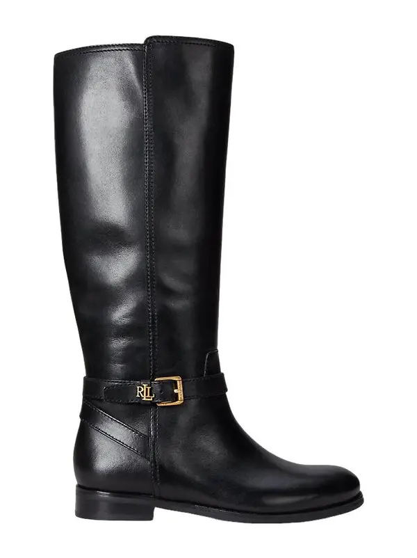 Ralph Lauren Burnished Leather Tall Boot - Black