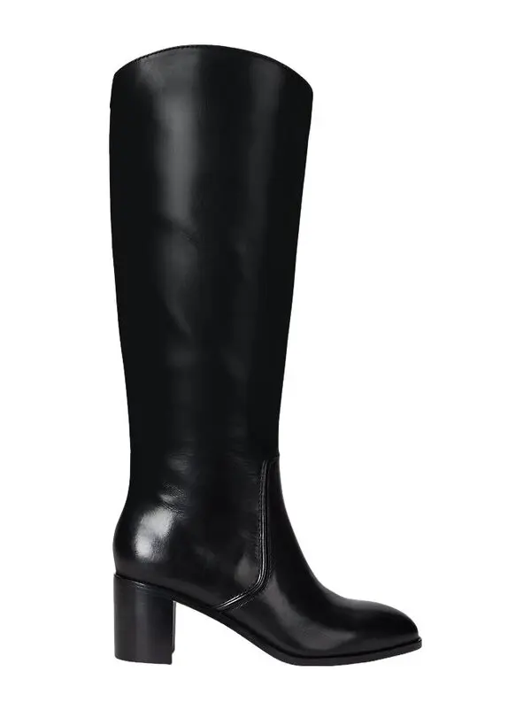 Ralph Lauren Burnished Leather Tall Boot - Black