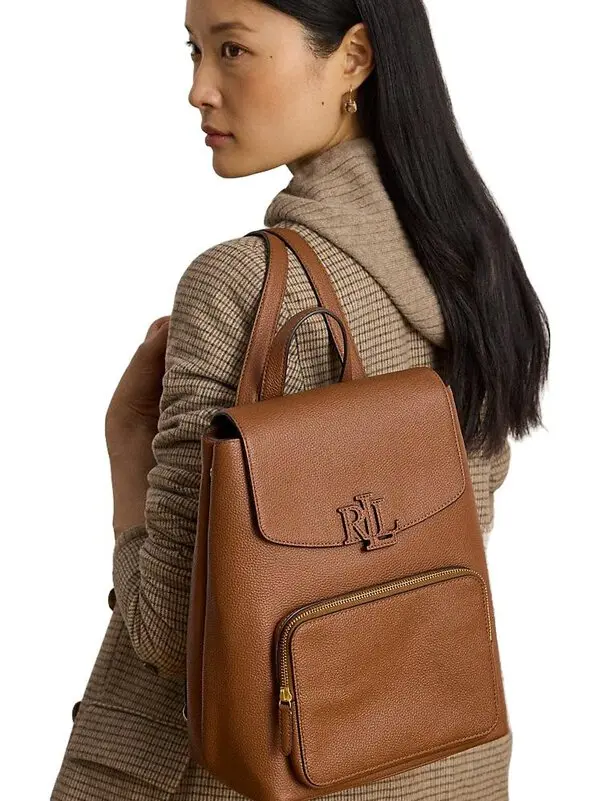 Ralph Lauren Pebbled Leather Cameryn Backpack - Lauren Tan