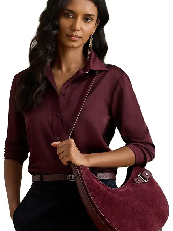 Ralph Lauren Large Tasha Shoulder Bag - Dark Garnet