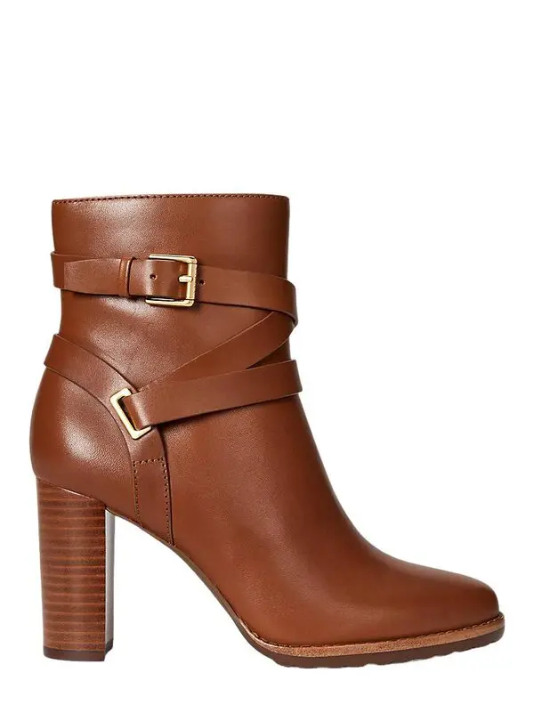 Ralph Lauren Collins Calfskin Bootie Heel - Lauren Tan