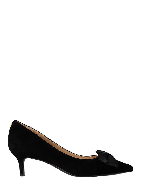 Ralph Lauren Adrienne Bow-trim Suede Pump - Black