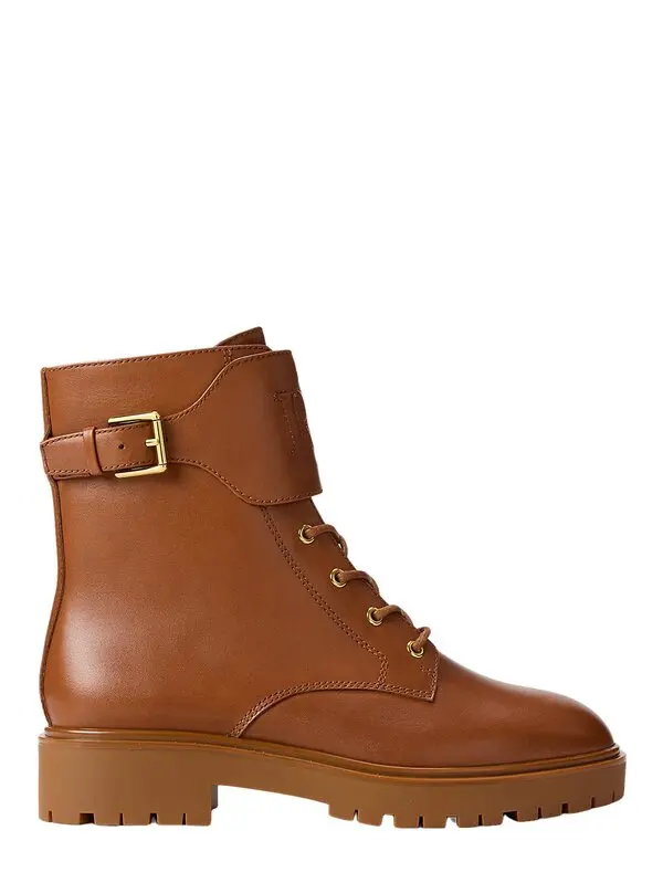 Ralph Lauren Allyson Calfskin Lace-up Bootie - Lauren Tan