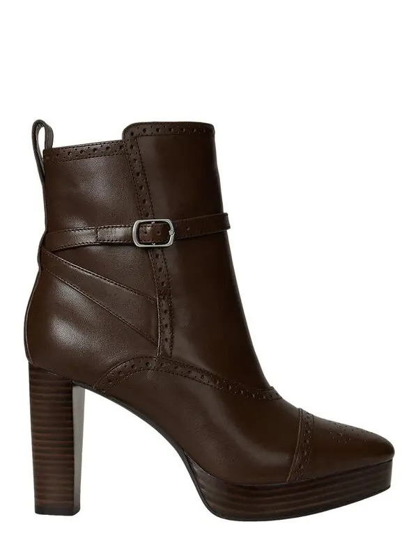 Ralph Lauren Mckinsey Calfskin Bootie - Dark Hickory