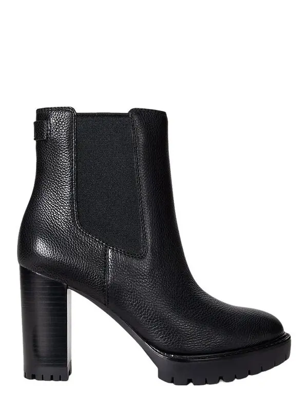 Ralph Lauren Layne Pebbled Leather Bootie - Black