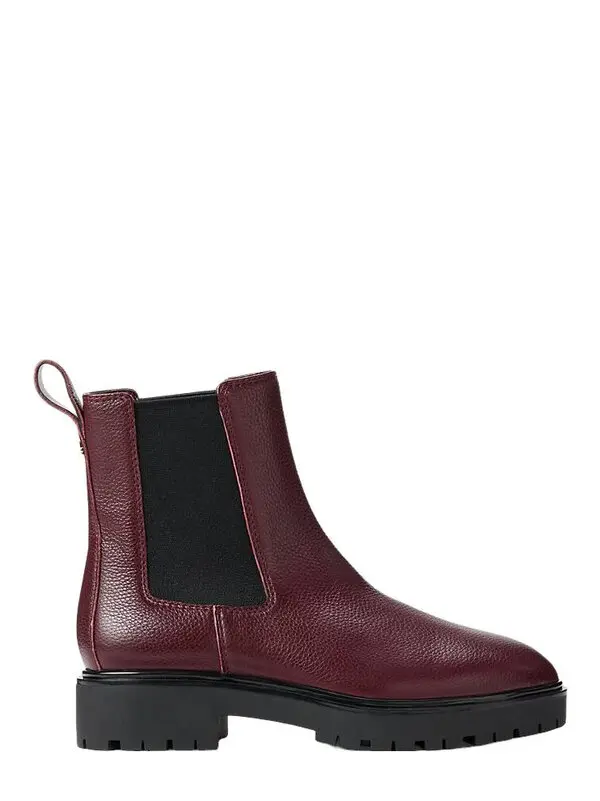 Ralph Lauren Allyson Pebbled Leather Bootie - Dark Garnet