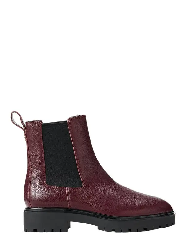 Ralph Lauren Allyson Pebbled Leather Bootie - Dark Garnet