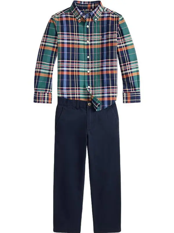 Ralph Lauren Plaid Cotton Shirt & Chino Pant Set - Multi