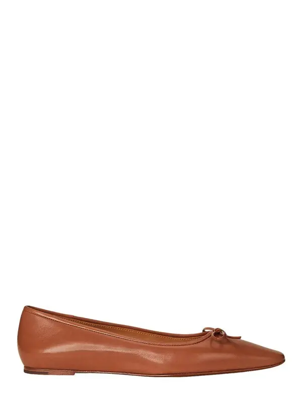 Ralph Lauren Pointed Leather Ballet Flat - Almond