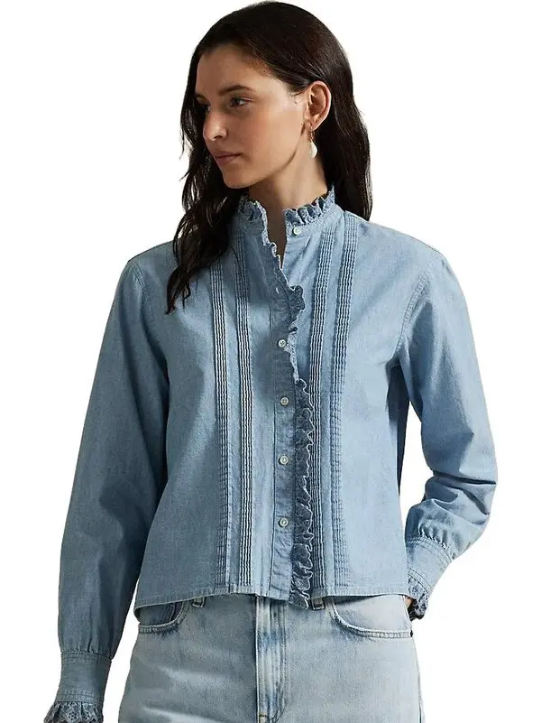 Ralph Lauren Ruffle-trim Top - Chambray