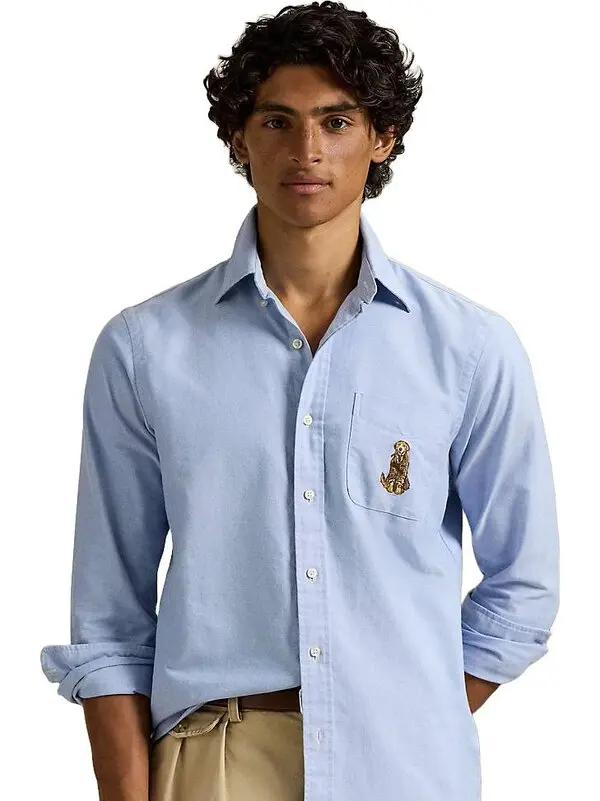 Ralph Lauren Classic Fit Dog-embroidered Oxford Shirt - Blue
