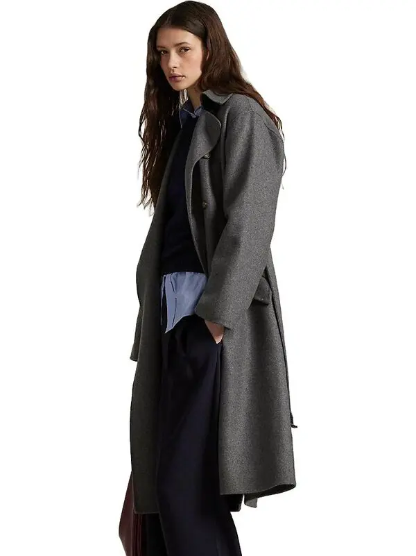 Ralph Lauren Double-breasted Cashmere Trench Coat - Gray Melange