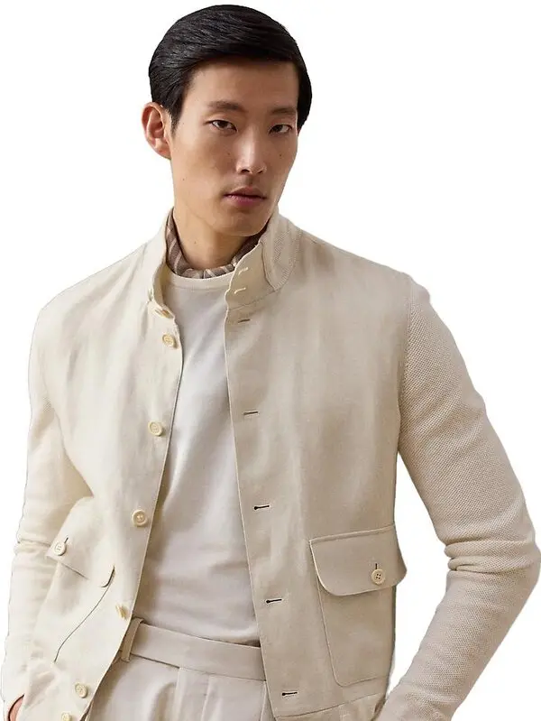 Ralph Lauren Linen-paneled Silk-blend Cardigan - Classic Cream