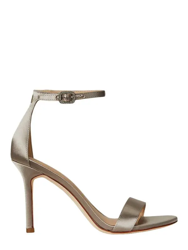 Ralph Lauren Allie Pavé-buckle Satin Sandal - Taupe Brown