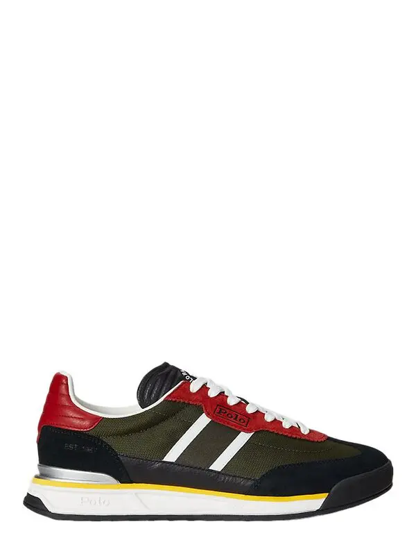 Ralph Lauren Varick Suede & Oxford Sneaker - Black/olive/multi