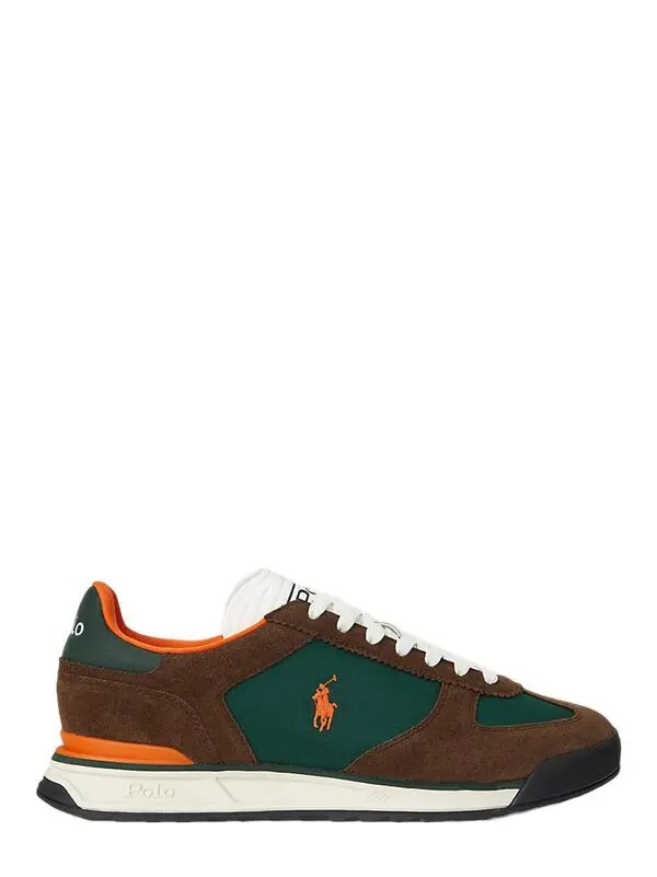 Ralph Lauren Varick Suede & Oxford Sneaker - Chocolate Brown/forest